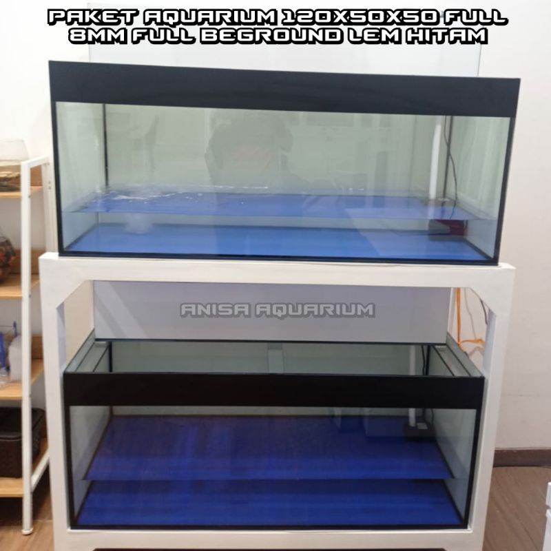 Jual PAKET 2 AQUARIUM 120X50X50 FULL 8MM & TOP FILTER & RAK HOLO FULL ...