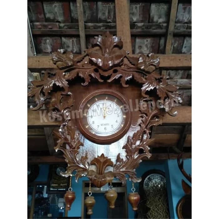 Jual Jam Dinding Kayu Jati Motif Ukiran Jepara (Panjang 35cm) | Shopee ...