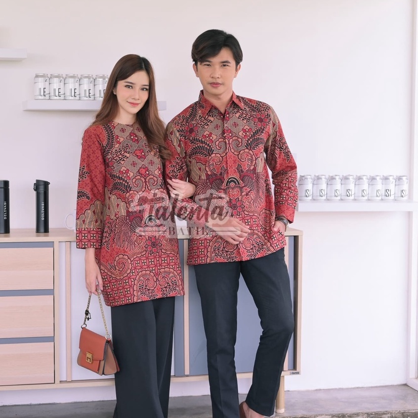 Jual Kemeja Batik Couple | Kemeja Batik Premium | Atasan Batik Couple Ruflle | Kemeja Batik ...