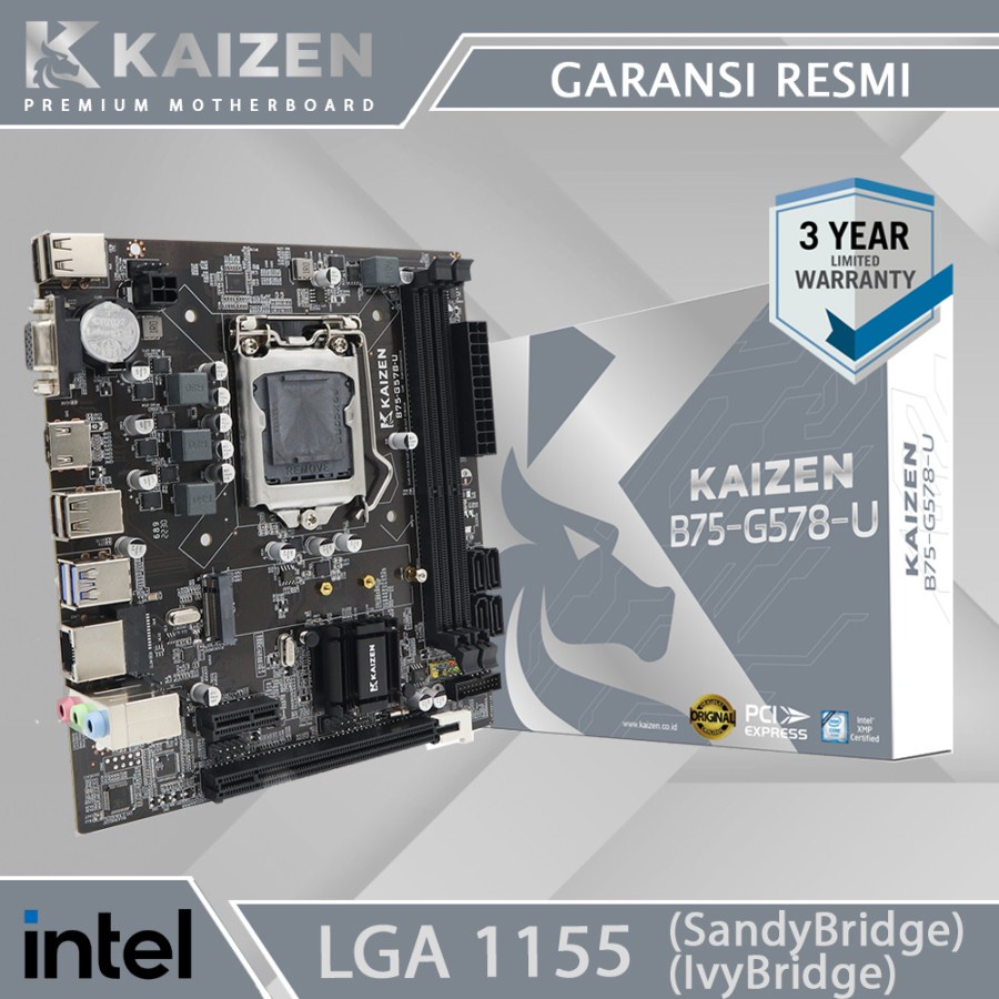 Jual Motherboard KAIZEN B75 M.2 NVME LGA 1155 DDR3 B75 GARANSI RESMI 3 THN | Shopee Indonesia