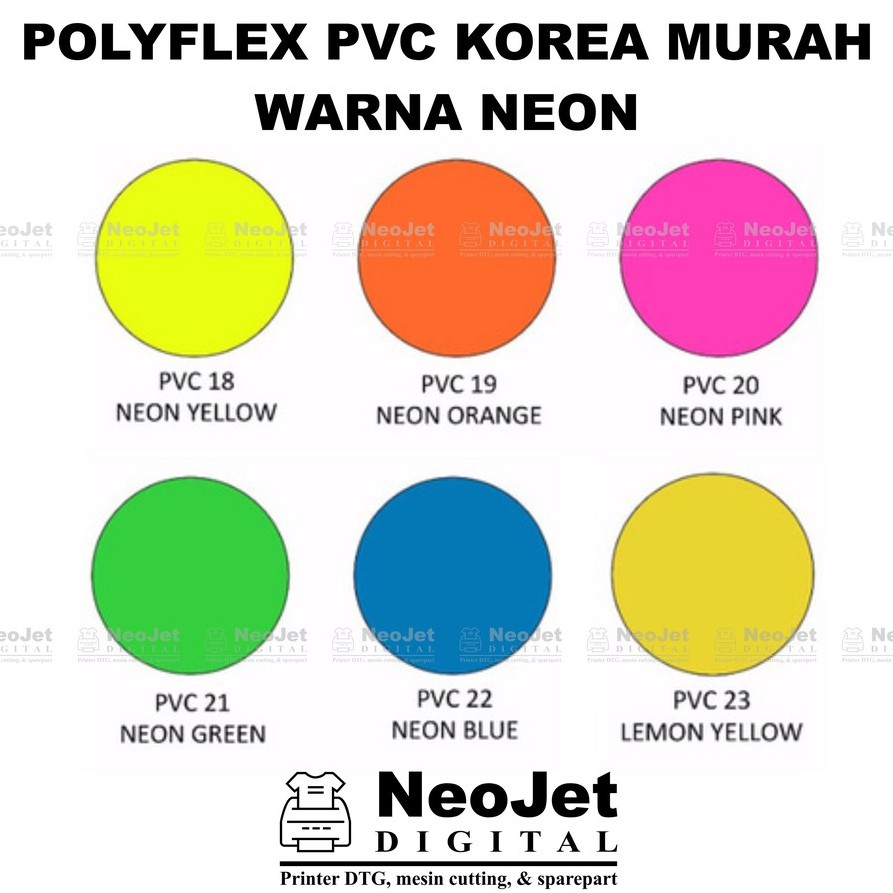 Jual Polyflex PVC Korea NEON Poliplek Sablon Kaos Paling Murah | Shopee ...