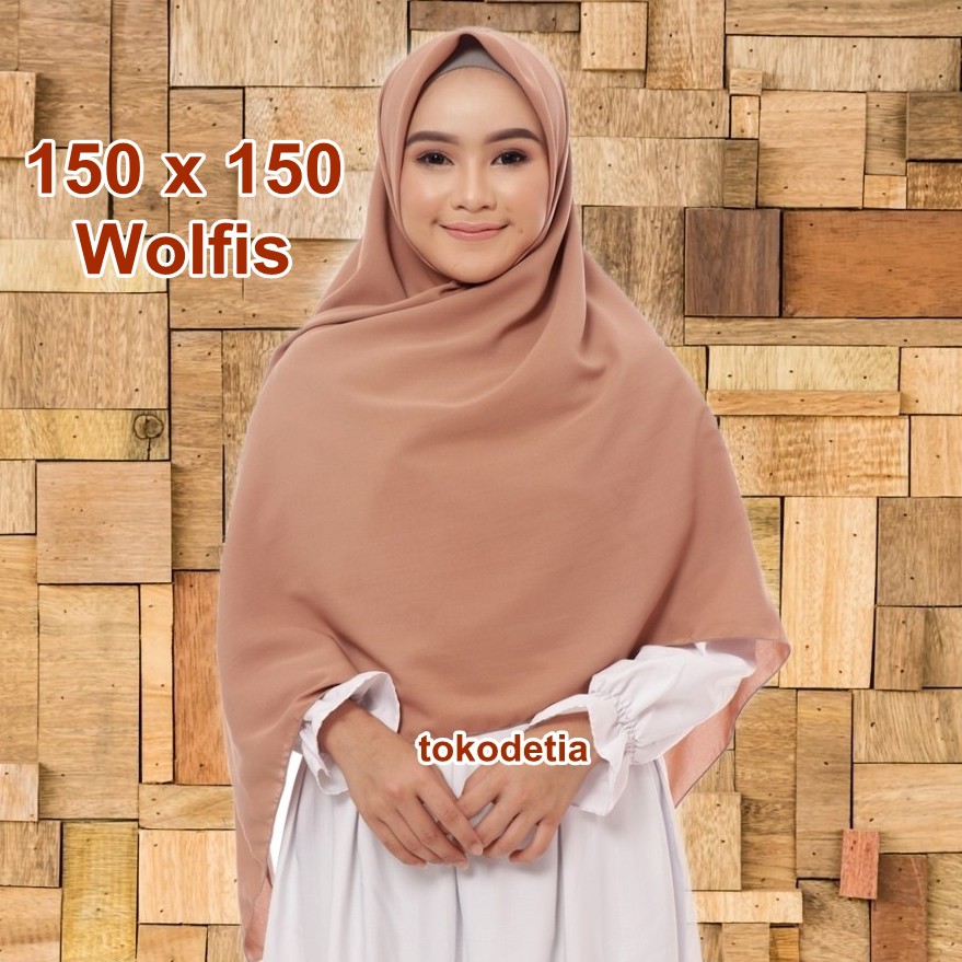 Jual TERMURAH Jilbab Segi Empat 150 x 150 / Jilbab Jumbo Wolfis Syari ...
