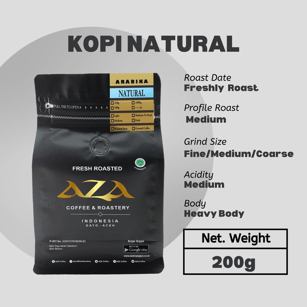Jual AZA Coffee-Kopi Arabika Aceh Gayo Natural Coffe 200g | Shopee ...