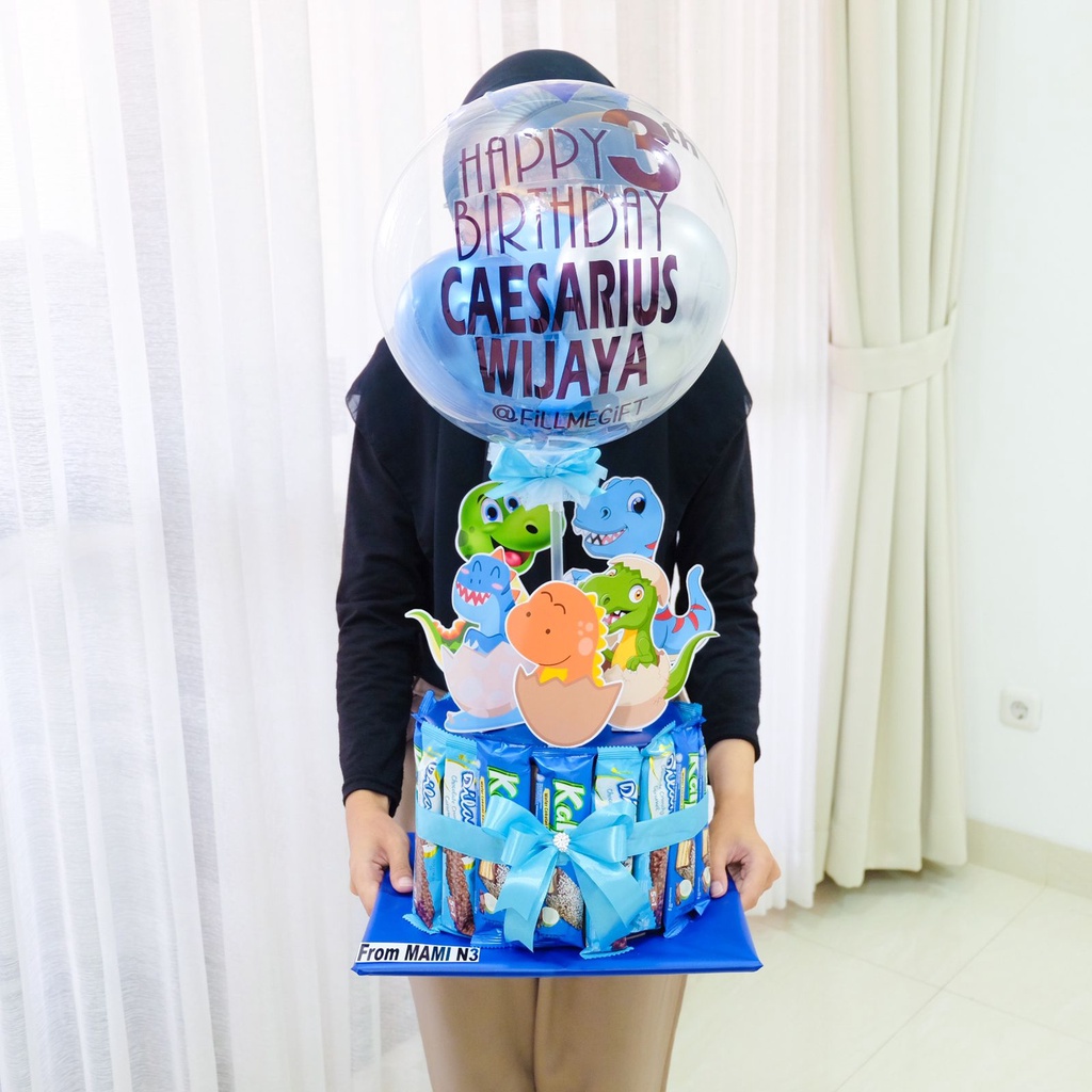 Jual Dino Dinosaurus Balon Snack Lucu Ulang Tahun Bucket Ballon ...