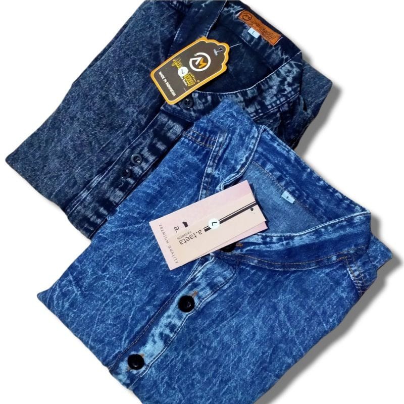 Jual Pakaian Baju Koko Muslim Pria Kurta Jeans Denim Lengan Pendek ...