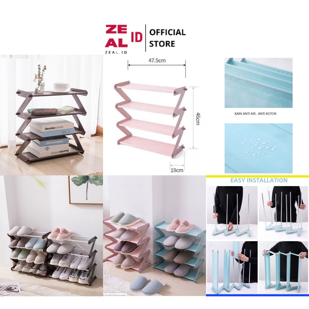 Jual ZEAL-ID - RPT431 Rak Sepatu 4 Susun Zig Zag Shoe Rack Sandal Holder Rak Buku Serbaguna ...