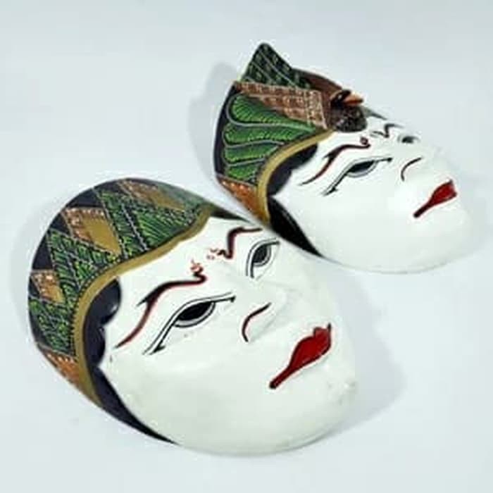 Jual Topeng Kayu Wajah Rama Shinta Batik Halus Pajangan Hiasan Dinding ...