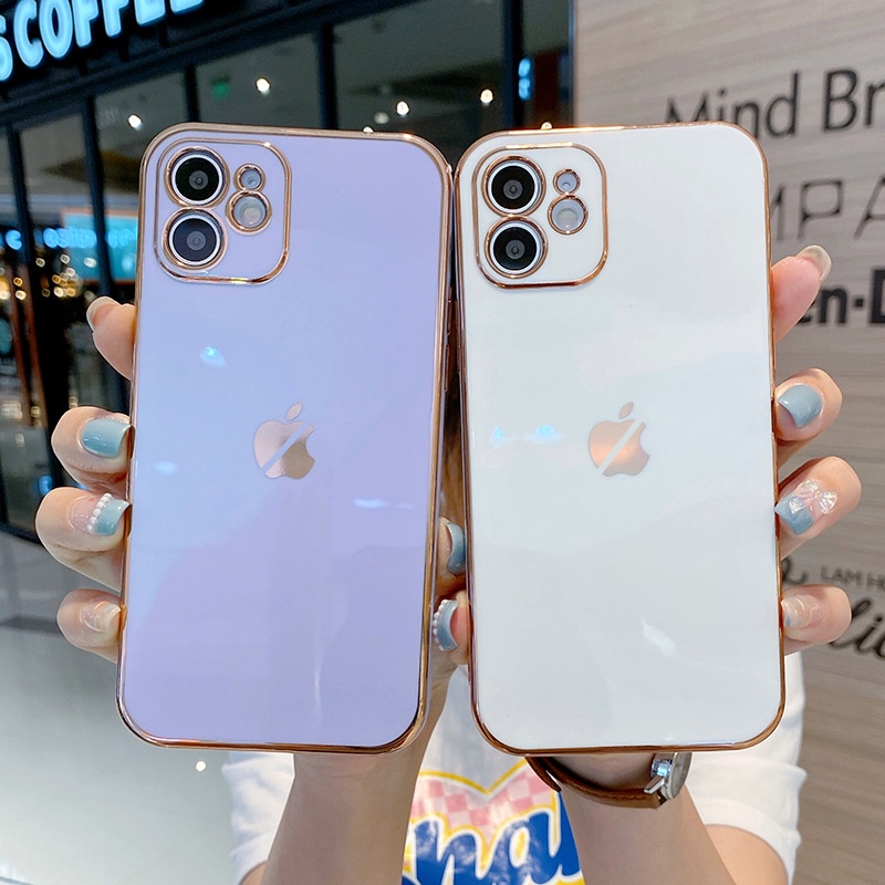 Jual Luxury Casing Square Edge Glossy Gold Stripe Case iPhone 7 8 7+ 8 ...