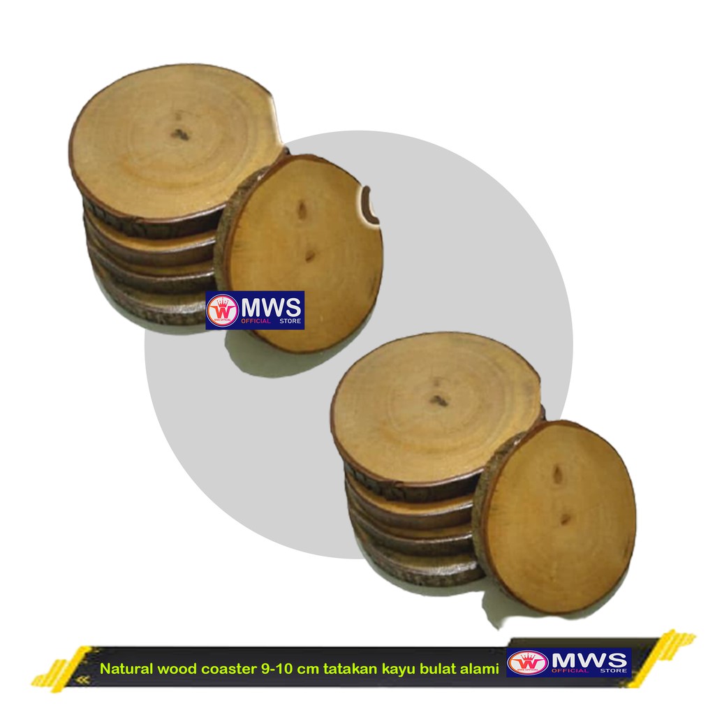 Jual Natural wood coaster 9-10 cm tatakan kayu bulat alami MWS OFFICIAL ...