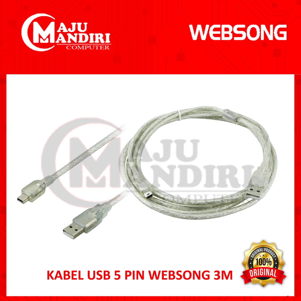 Jual KABEL USB 5 PIN WEBSONG 3M / USB 5PIN 3 M / MINI USB 3 M KU53W | Shopee Indonesia