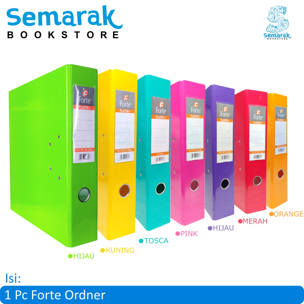 Jual Forte Plastik F4 Map Ordner 75 mm - Tosca/Ungu/Merah/Pink/Kuning ...