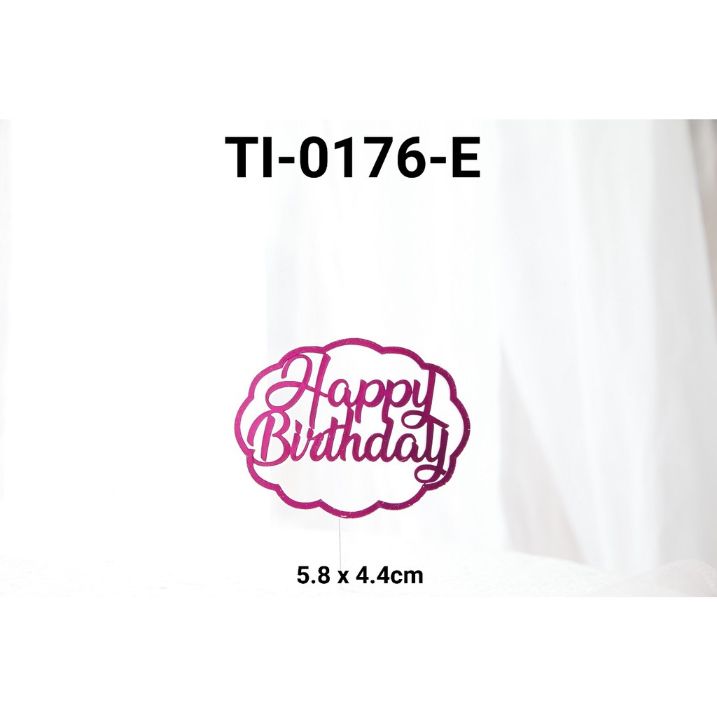 Jual TI-0176-E Topper tulisan plastik happy birthday frame awan ungu ...