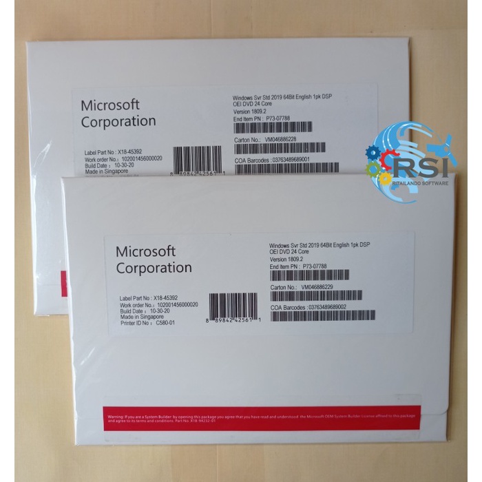 Jual Windows Server 2019 Standard Fullpack 64 Core Original Software ...
