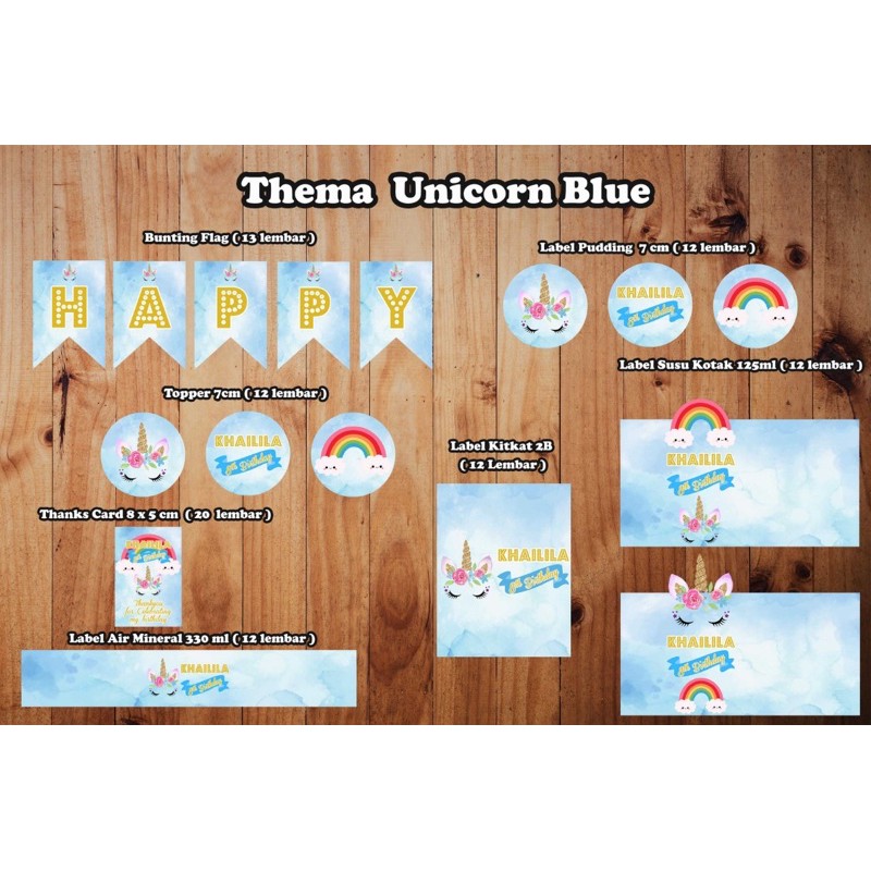 Jual Paket Printable Dessert Table / Label Ulang Tahun Unicorn Blue ...