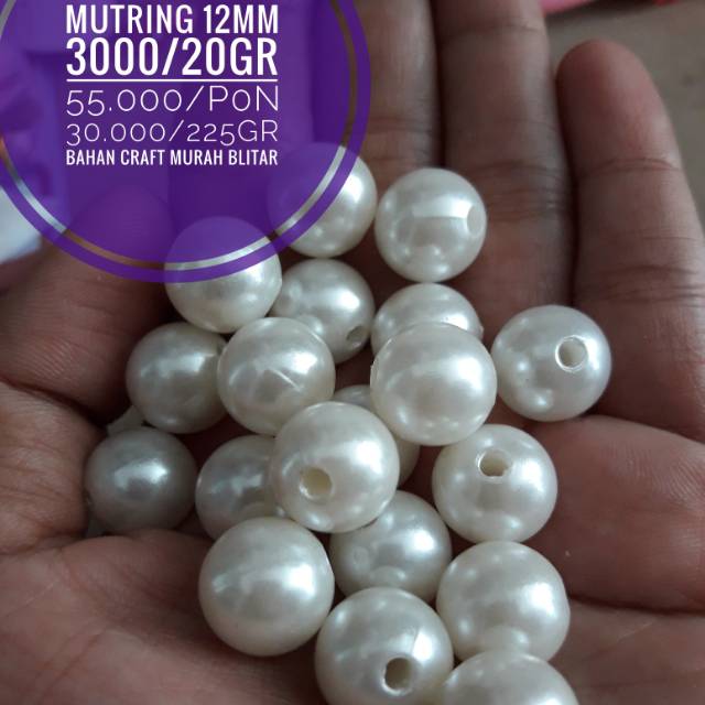 Jual Manik mutiara Ringan 15 gr ukuran 4mm,6mm,.10mm,12mm,14mm MUTRING ...