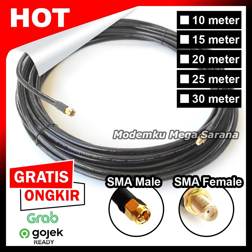 Jual Kabel Perpanjangan Antena Modem Router SMA Male To SMA Female ...