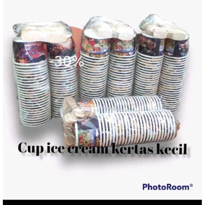Jual CUP ICE CREAM KERTAS KECIL isi 50 pcs / CUP ICE CREAM kertas ...