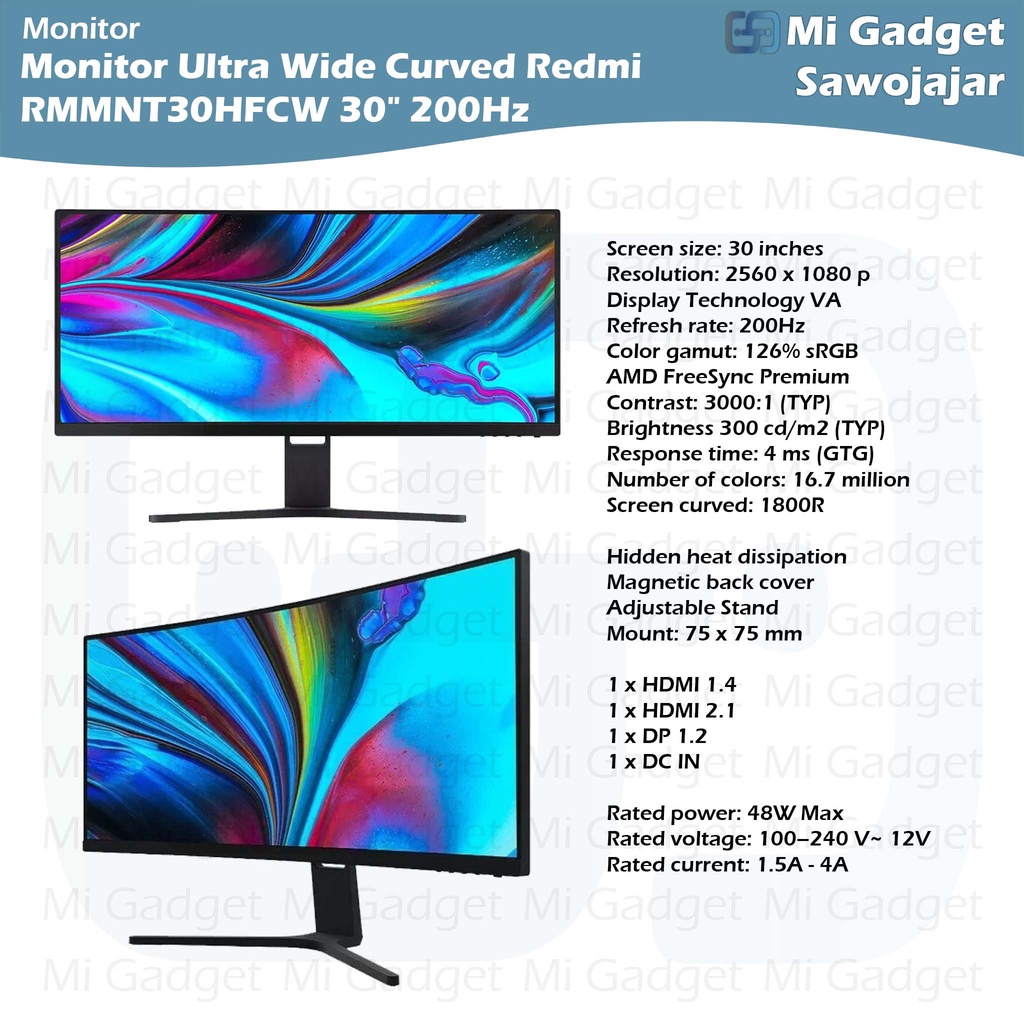 Jual Led Monitor Ultra Wide Curved Redmi RMMNT30HFCW 30" 30 Inch 200Hz ...