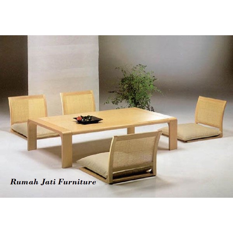 Jual Meja Makan Lesehan Ala Jepang Kombinasi Anyaman Rotan Alami ...