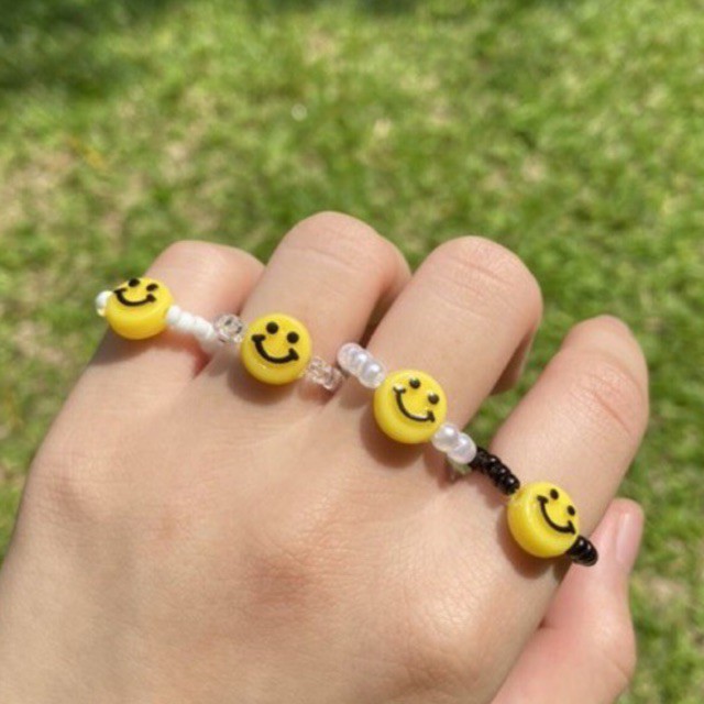 Jual Cincin Manik-Manik / Bead Ring Senyum /smiley smile face mutiara ...
