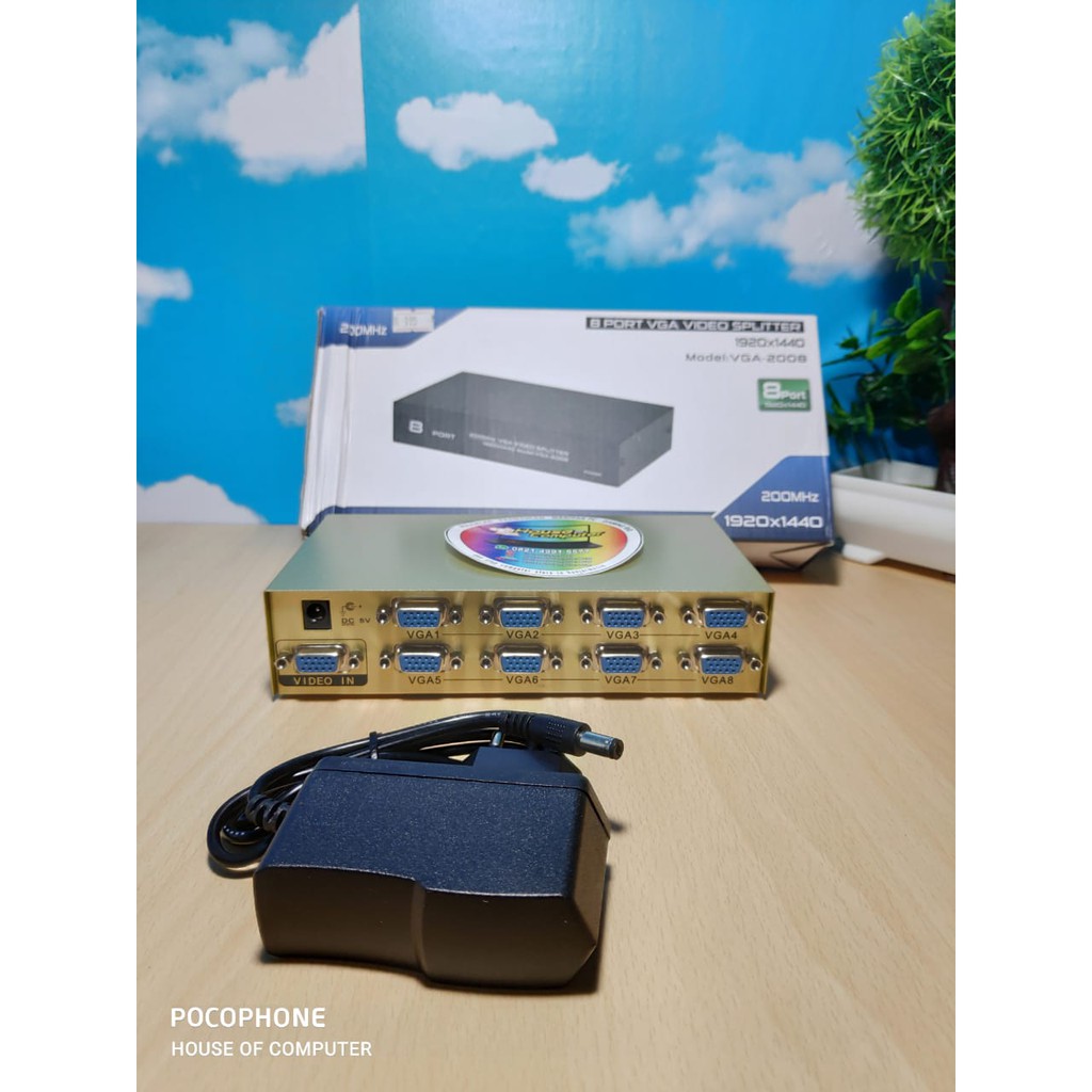 Jual Vga splitter 1 to 8 port + adaptor vga splitter 8 port | Shopee ...