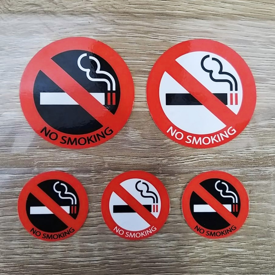 Jual Sticker No Smoking Dilarang Merokok - putih 8 cm | Shopee Indonesia