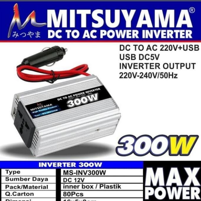 Jual COD Power Inverter 300 Watt Mitsuyama MS INV-300W DC To AC USB 5V ...