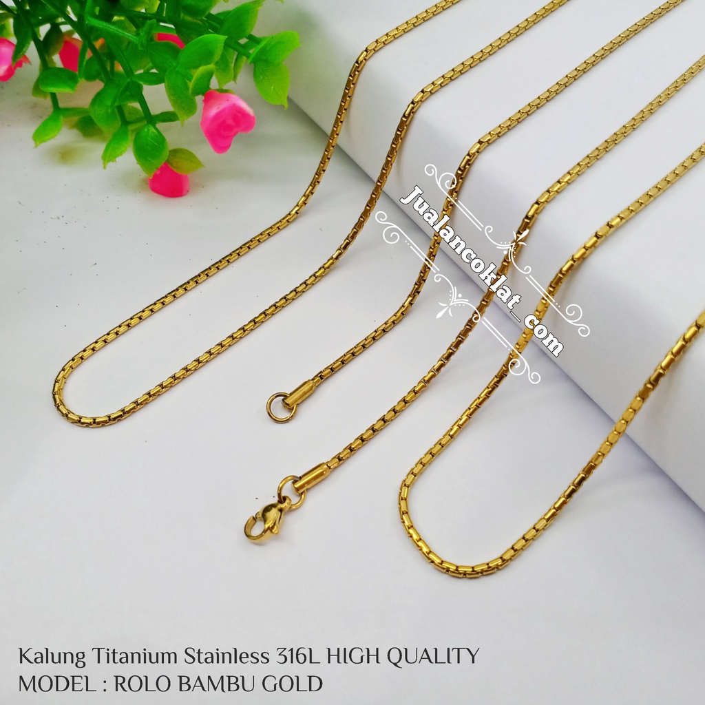Jual VARIASI GOLD / emas rantai kalung titanium stainless 316L HIGH ...