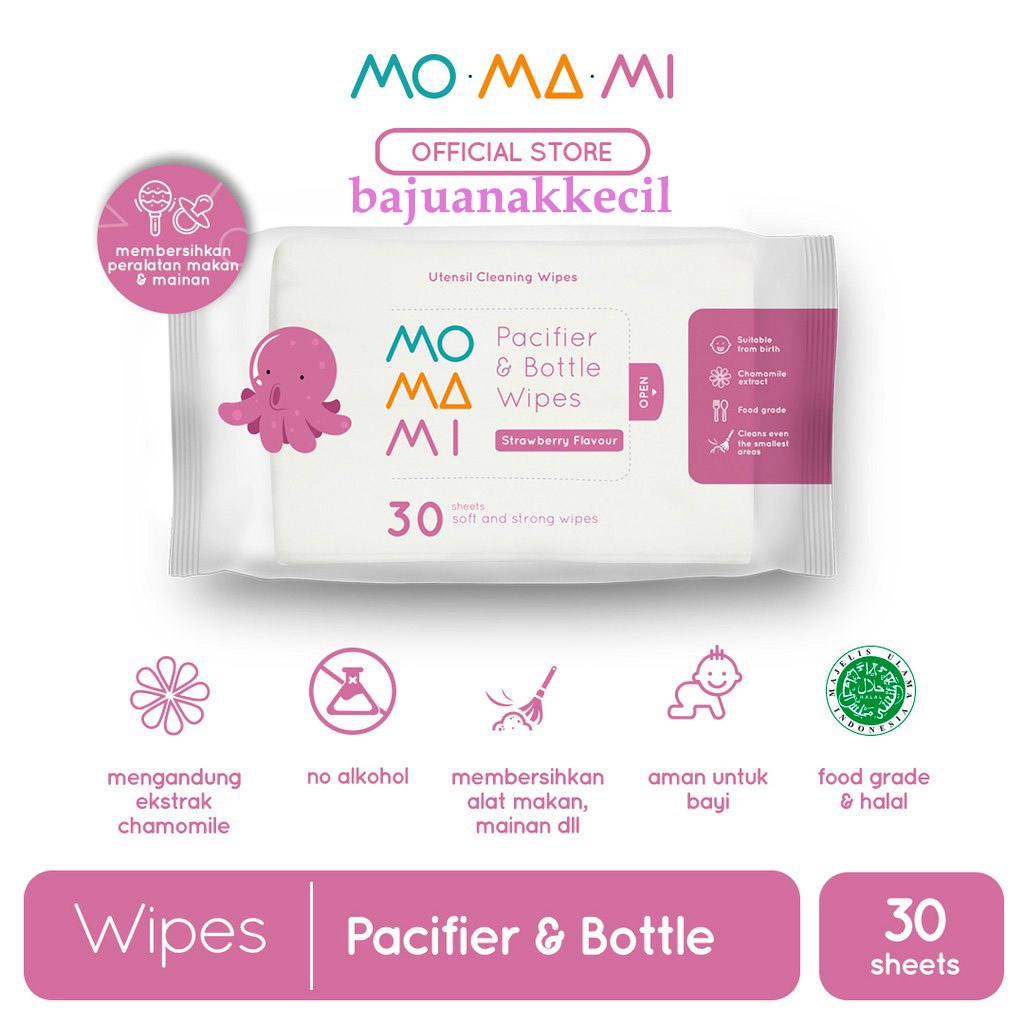 Jual Momami Pacifier Bottle Wipes 30 Lembar Tisu Basah Botol Dan Dot ...