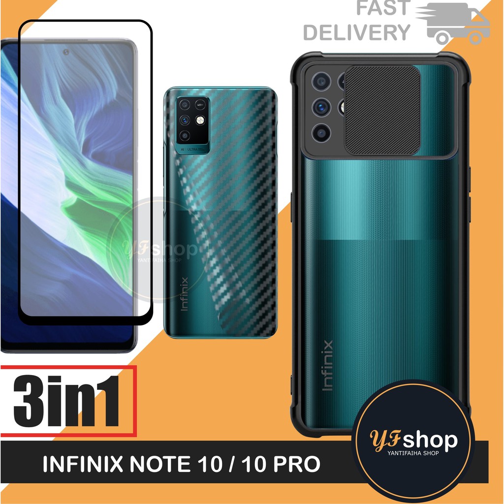 Jual Paket 3in1 Hard Case Infinix Note 10 Note 10 Pro Casing Slide ...