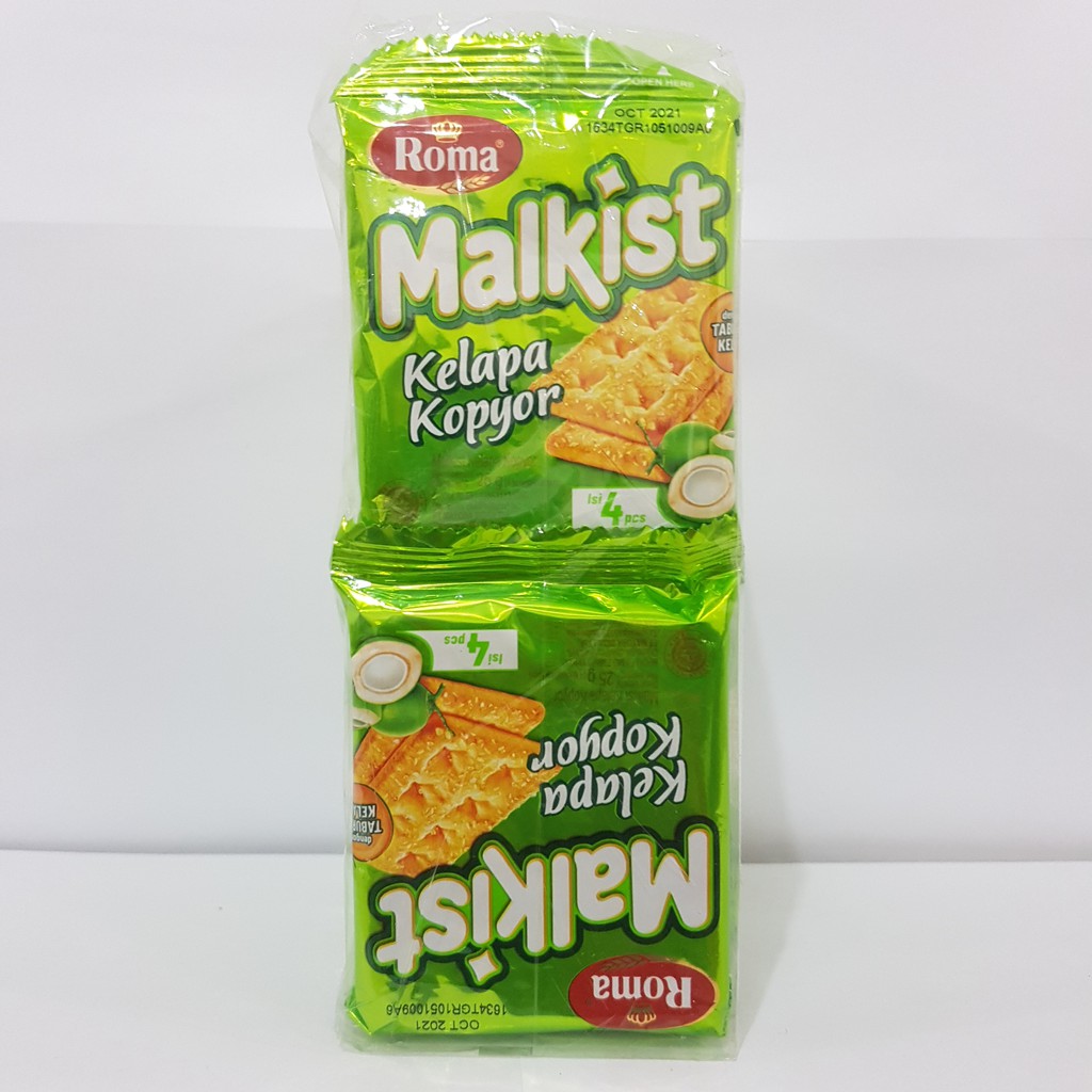 Jual Roma Malkist Kelapa Kopyor Renceng 25gr Isi 20 Bungkus/Snack ...