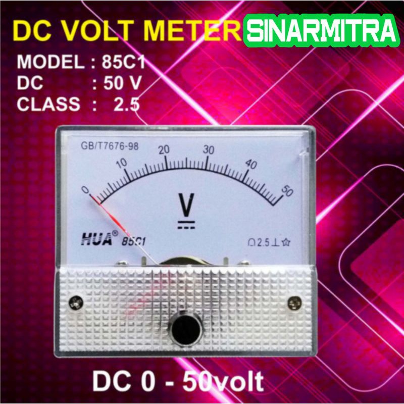 Jual Voltmeter DC Analog 0V-50 Volt/0-50Volt | Shopee Indonesia