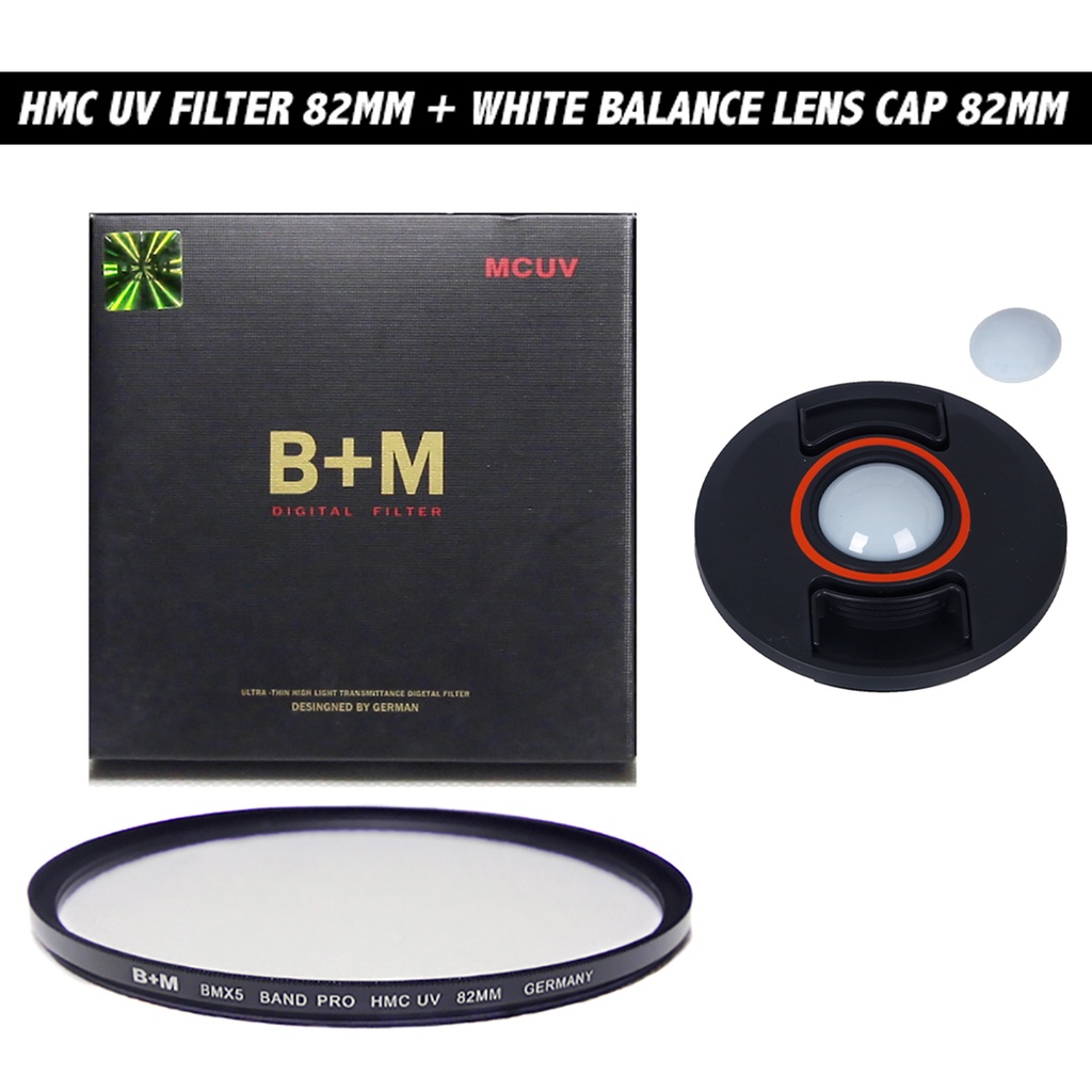 Jual B+M HMC UV FILTER 82MM + WHITE BALANCE LENS CAP 82MM | Shopee ...