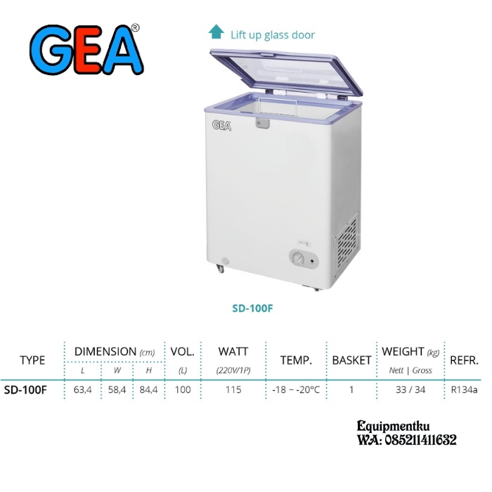Jual SLIDING FLAT GLASS FREEZER GEA SD-100F | Shopee Indonesia