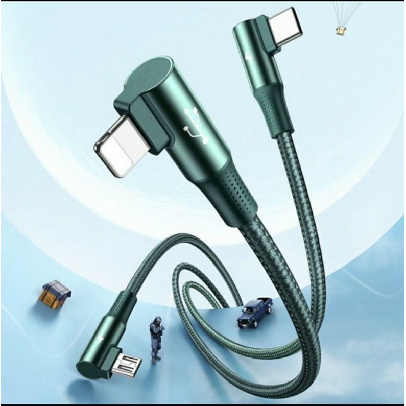 Jual Kabel data mcdodo 3 in 1 lightning micro usb type c 3a Jack L gaming | Shopee Indonesia