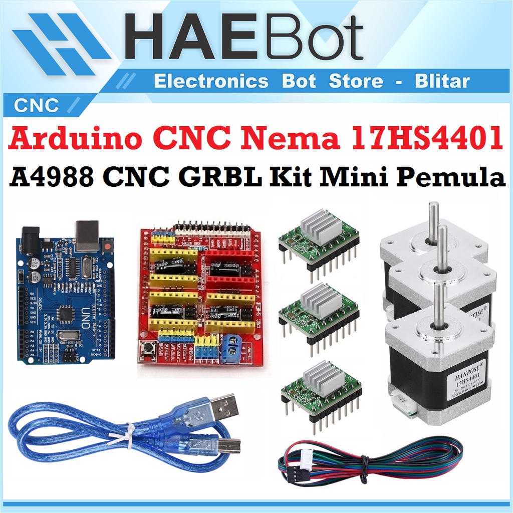 Jual [HAEBOT] Arduinoo Uno CNC Mini Set 3 Axis Nema 17HS4401 0.4Nm ...