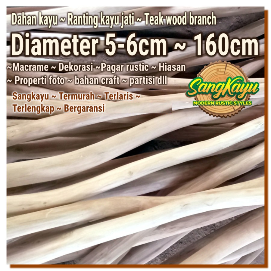 Jual SangKayu Dahan Kayu Jati Teak Wood Branch 5-6x160 cm Bahan Craft ...