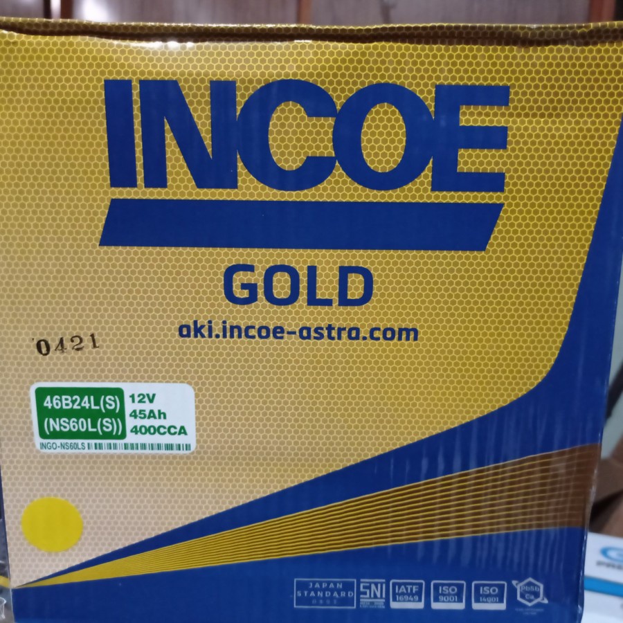 Jual Aki INCOE Gold 46B24LS/ NS60LS 12V 45Ah Aki Mobil CRV HRV New Accord Civic Odissey Avega ...