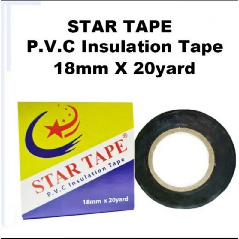 Jual Isolasi Listrik / Lakban PVC Listrik Hitam 18mm x 20yard STAR TAPE ...