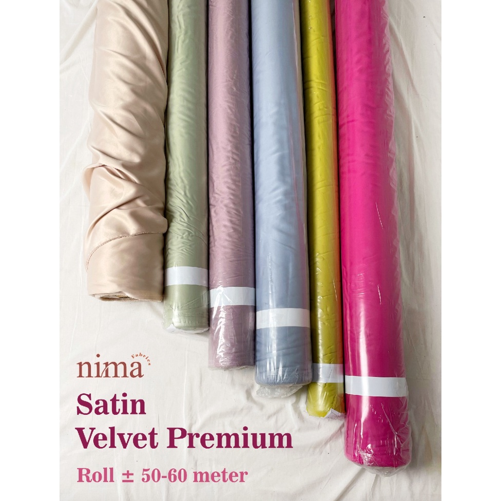 Jual 1 Roll Kain Satin Silk Velvet PREMIUM Dress Hijab Bridesmaid (50m ...