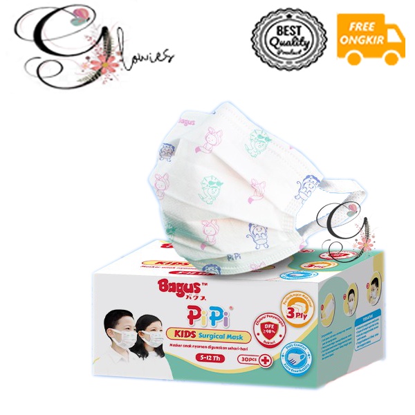 Jual Bagus Pipi Kids 3ply Surgical Mask 30's / Masker Anak | Shopee ...