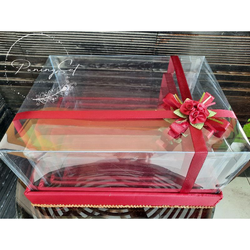 Jual kotak hantaran/box seserahan pernikan/hantaran simple list pita ...