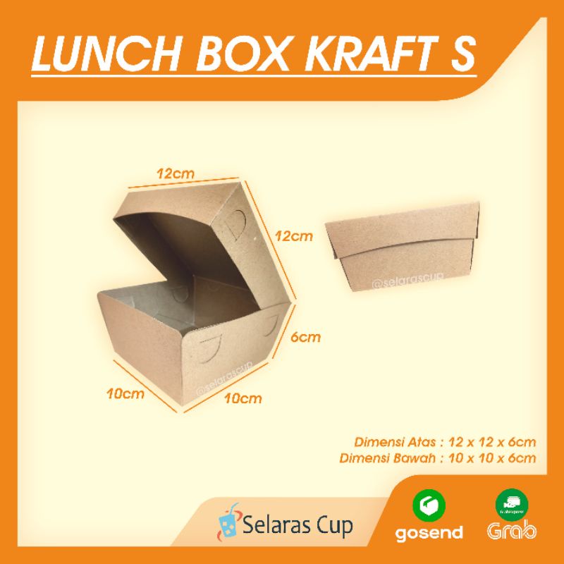 Jual ISI 50 lunch box kraft coklat ukuran s kotak nasi warna size kecil ...