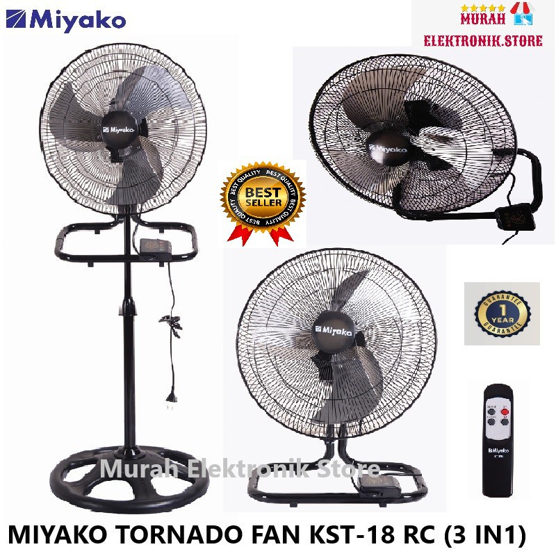 Jual Miyako Kipas Angin Besi KST-18 RC 3 in 1 [18 Inch]-with Remote ...