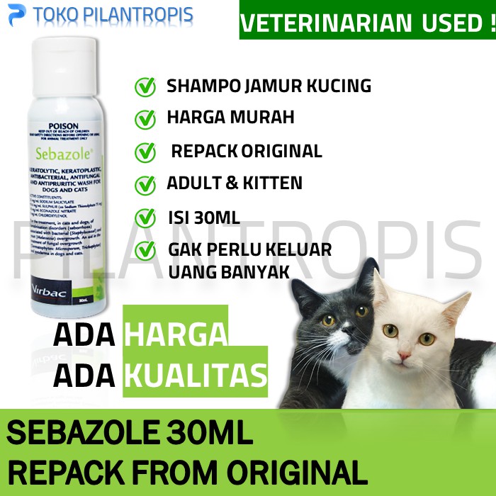 Jual VIRBAC SEBAZOLE SHAMPOO JAMUR KUCING ANJING 30ML REPACK MURAH ...