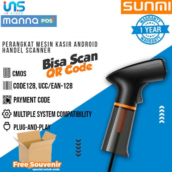Jual Mesin Barcode Scanner 2D SUNMI HANDHELD Scanner Barcode | Handle ...
