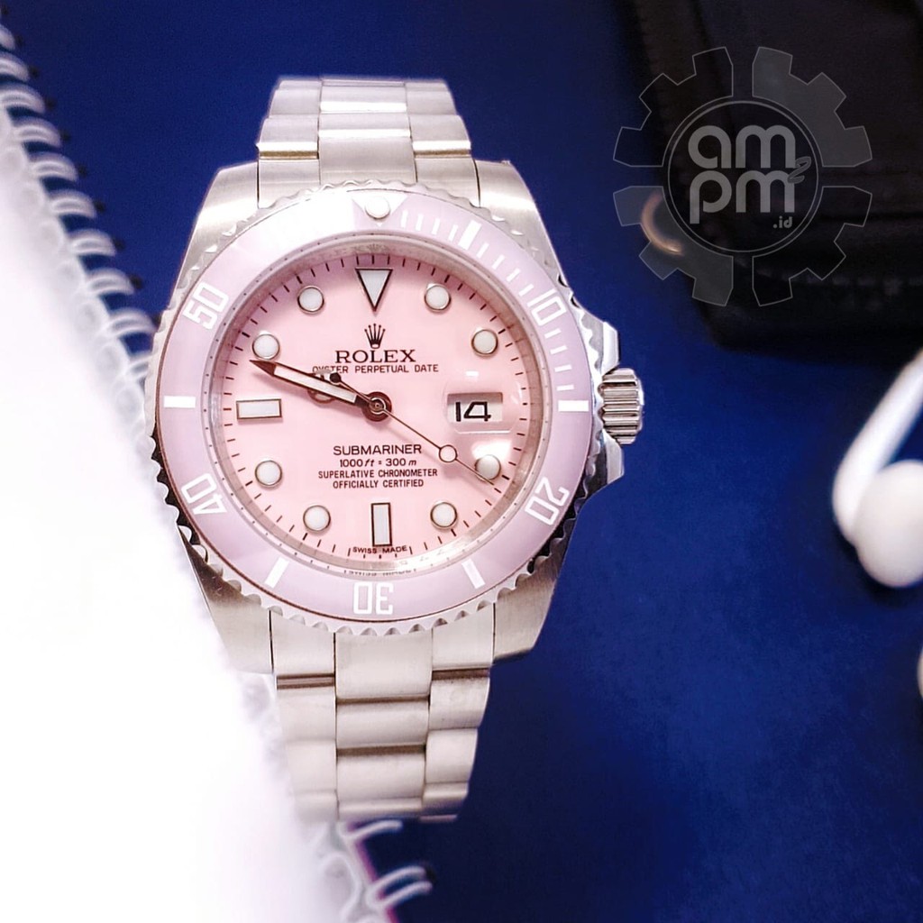 Jual JAM TANGAN ROLEX SUBMARINER PINK EDITION AUTOMATIC STEEL SILVER ...