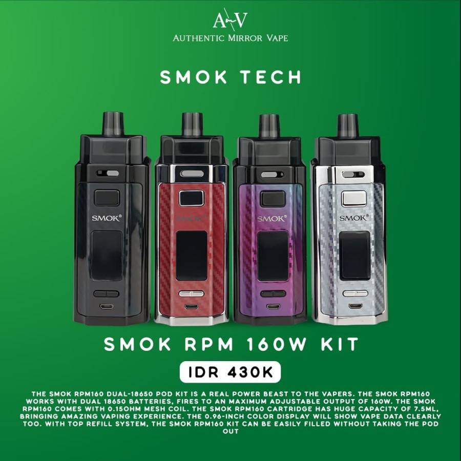 Jual Smok RPM 160 Kit Dual 18650 Battery 100% Authentic by Smok Tech ...