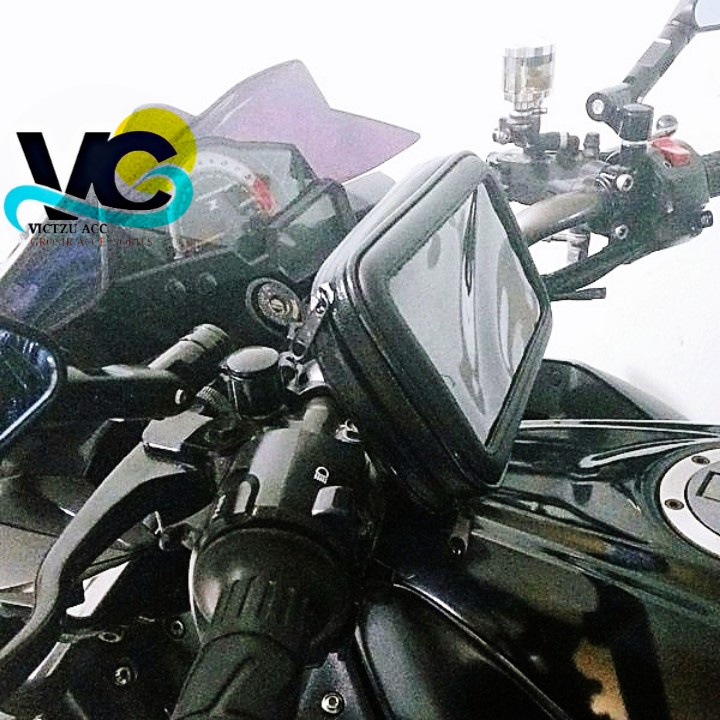 Jual Holder HP Motor Sepeda Waterproof STANG 6.3 inc Bracket HP GPS Handphone Anti air | Shopee ...