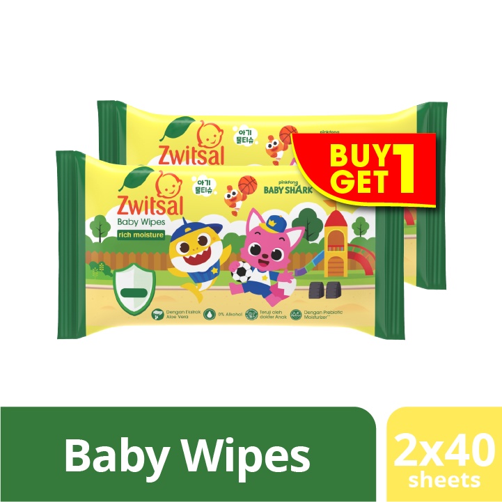 Jual Zwitsal Baby Wipes Tissue Basah Rich Mositure 2 X 40 Sheets (Baby ...